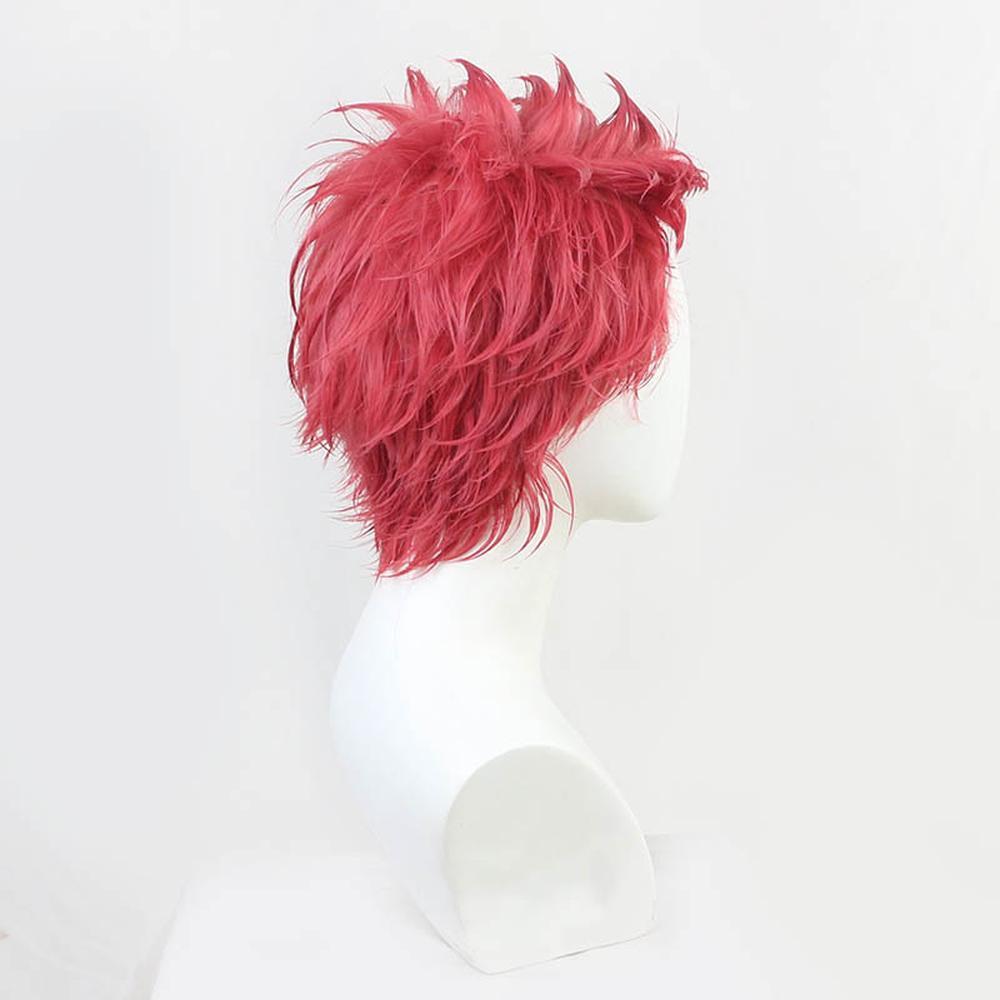 Akaza Short Red Wig - Upper Moon Three Demon Slayer Hair - CosplaySpa
