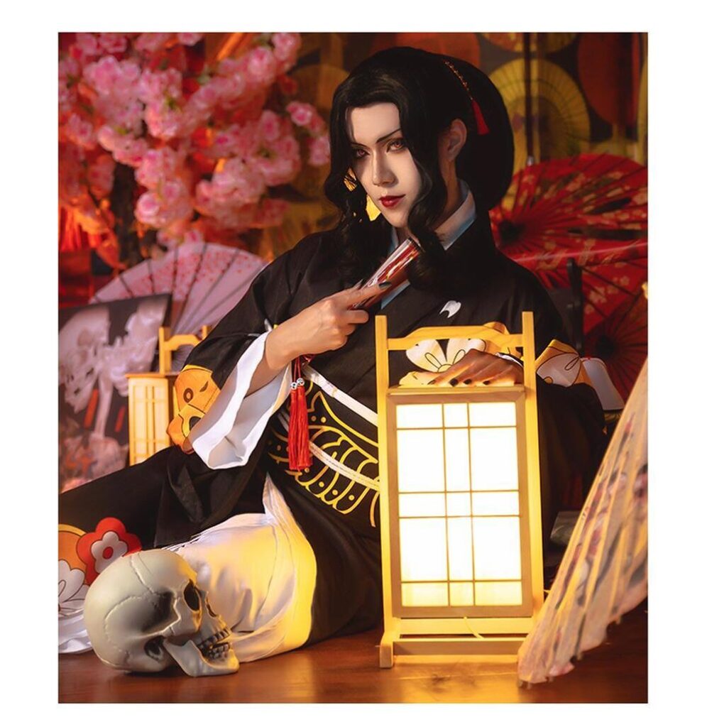 Muzan Kibutsuji Style Anime Black Wig - Demon Slayer Cao Gao Curvy Hair ...